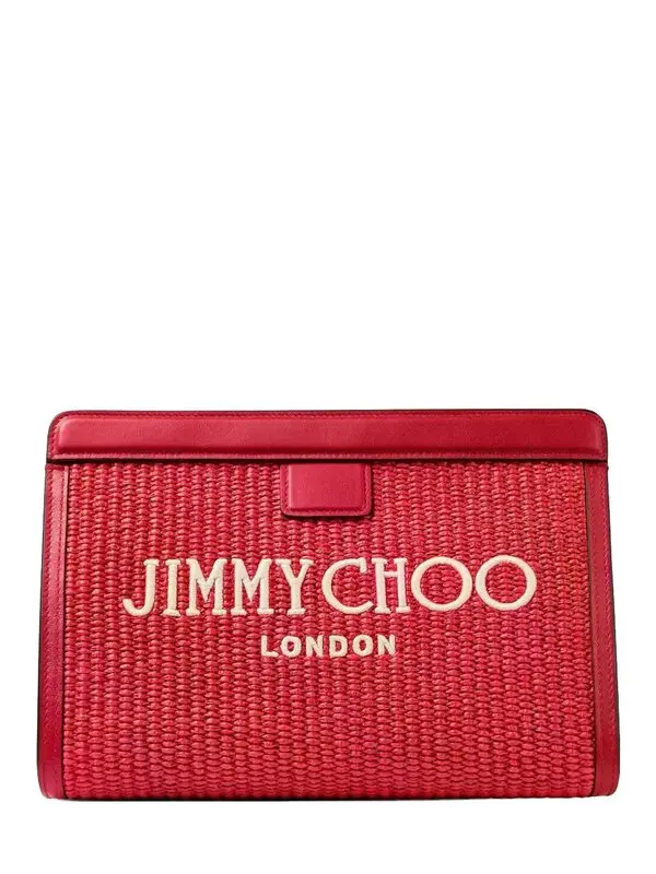 JIMMY CHOO Avenue London Raffia Clutch Bag - Red