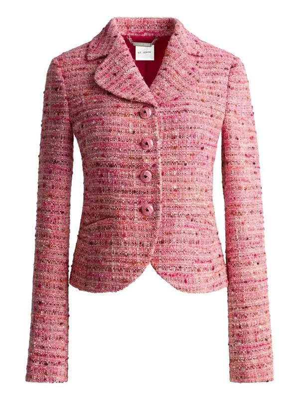 St. John Rosa Notched-collar Tweed Jacket - Pink