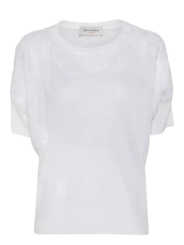 ERMANNO FIRENZE Lace Short-sleeve T-shirt - White