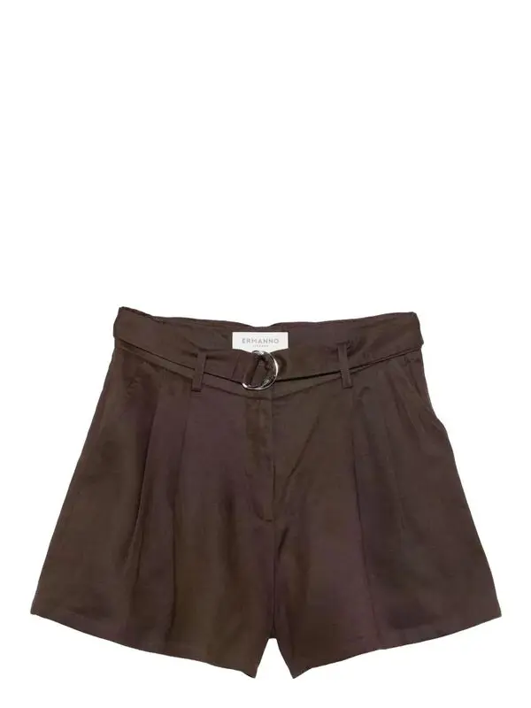 ERMANNO FIRENZE Belted Pleated Shorts - Brown