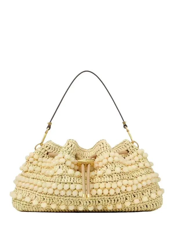 JIMMY CHOO Beaded Embellishment Bucket Bag - Neutrals