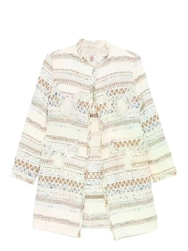 BYE Geometric Fringed Jacket - Neutrals