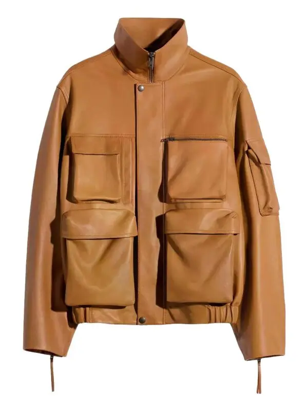 LEMAIRE Multipocket Leather Jacket - Brown