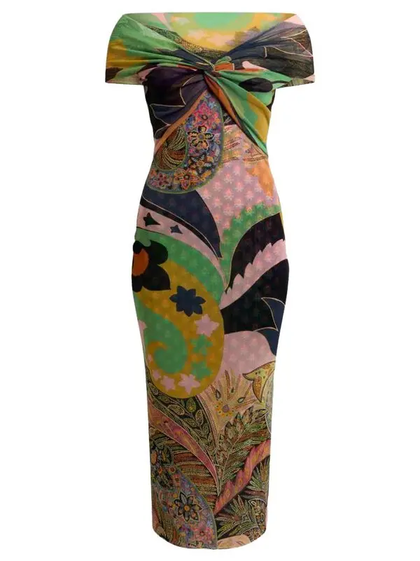 Etro Print-detail Midi Dress - Green