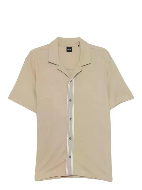 BOSS Knitted Button Shirt - Neutrals