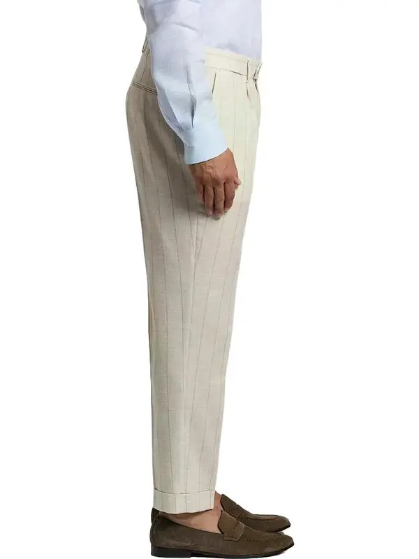 Peserico Striped Pleated Trousers - Neutrals