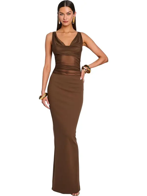 SEROYA Marla Maxi Dress - Sable Brown