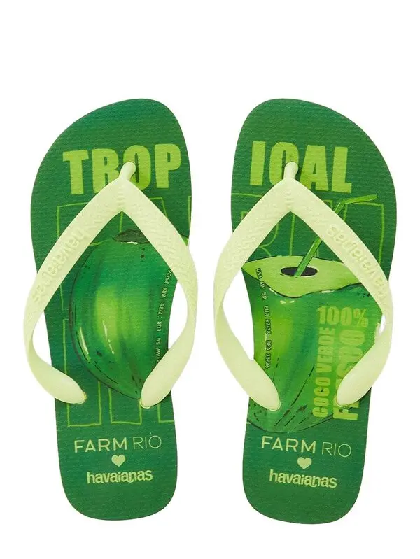 Farm Rio Tropical Coconut Flip Flops - Green