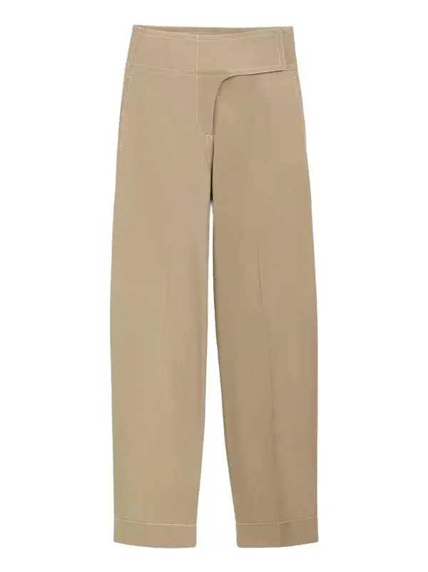 AMI Paris Cotton Gabardine Belted Trousers - Neutrals