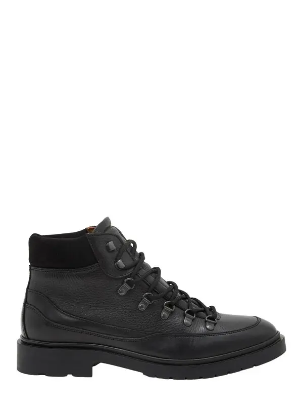 REISS Nevada Leather Hiking Boots - Black