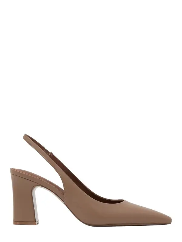 REISS Lorena Leather Slingback Court Shoes - Taupe
