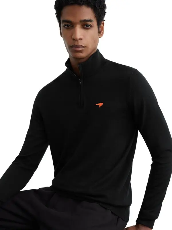 REISS X Mclaren F1 Team Hatch Merino Wool Half-zip Jumper - Black