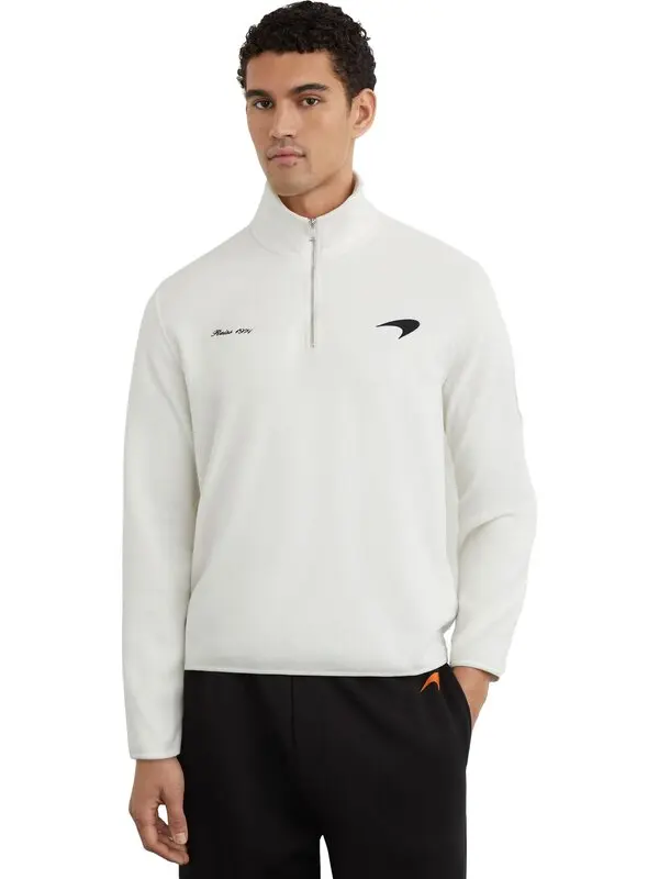 REISS Racing Fleece Half-zip Top - Off White