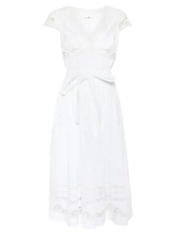 Ermanno Scervino Lace-detailed V-neck Midi Dress - White