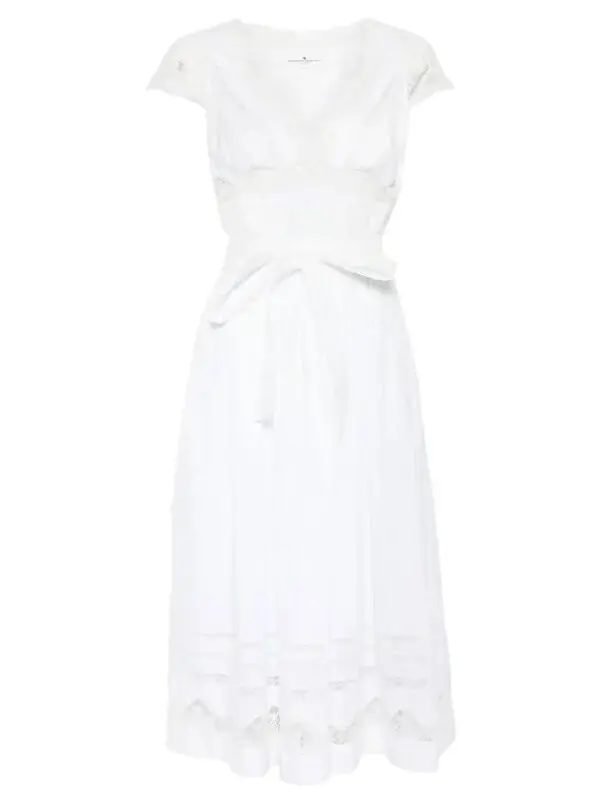 Ermanno Scervino Lace-detailed V-neck Midi Dress - White