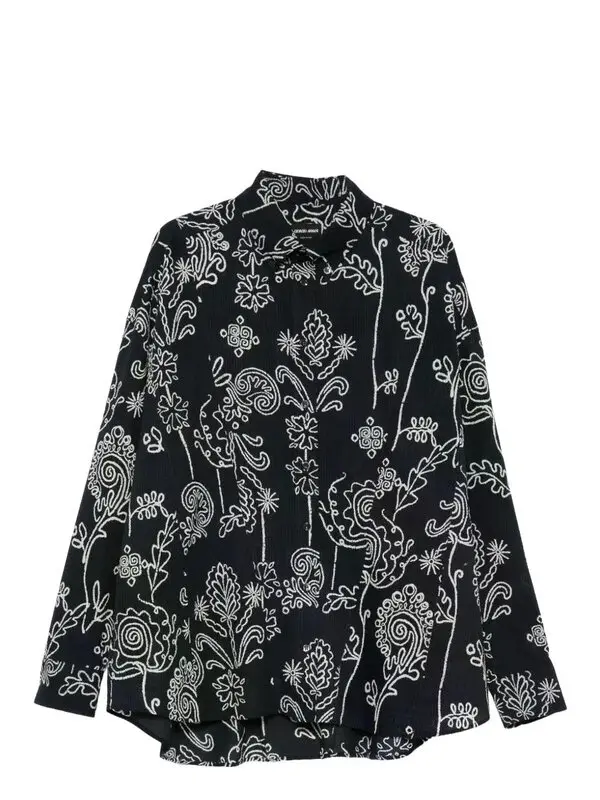 Giorgio Armani Floral-pattern Shirt - Black