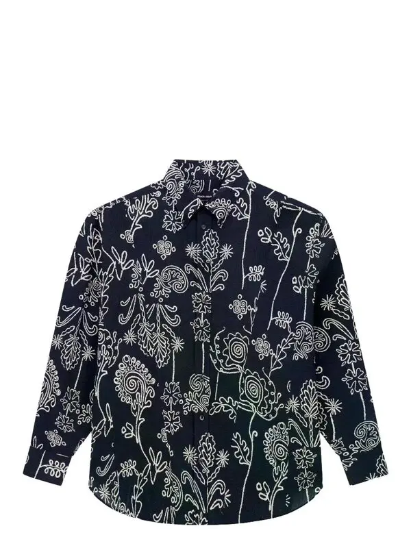Giorgio Armani Floral-pattern Shirt - Black