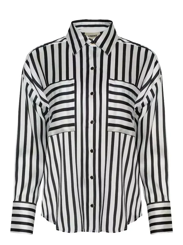 L'Agence Eliora Striped Shirt - Black