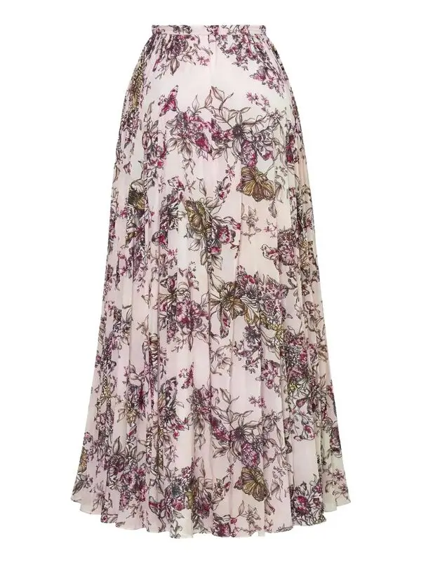 L'Agence Torin Pleated Floral Maxi Skirt - Pink