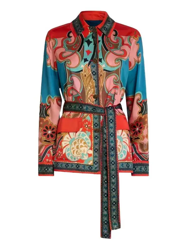 Etro Patterned Belted Jacket - Red