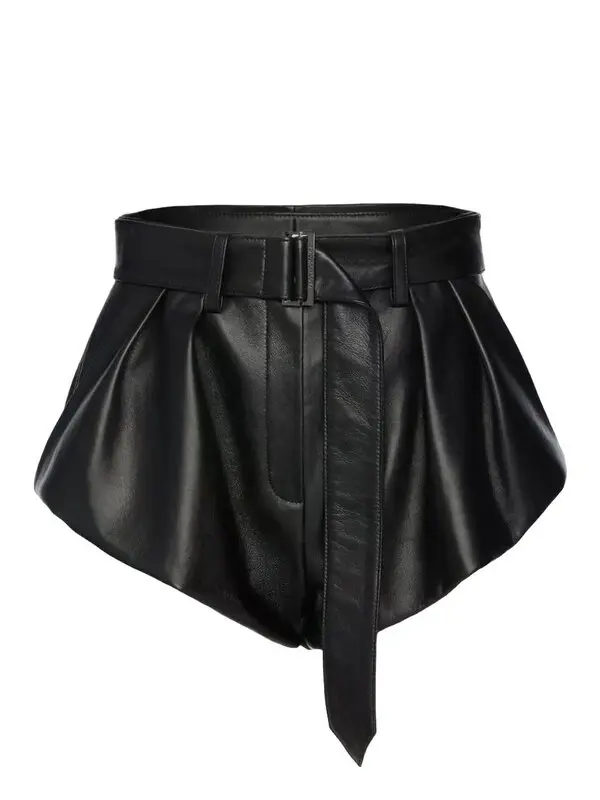 Magda Butrym Leather High-waisted Shorts - Black