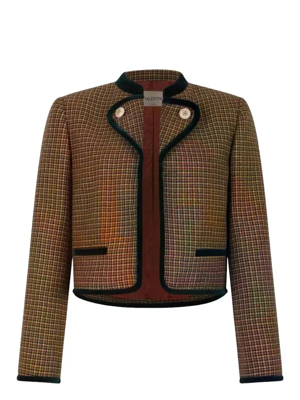 Valentino Garavani Checked Buttoned Jacket - Brown