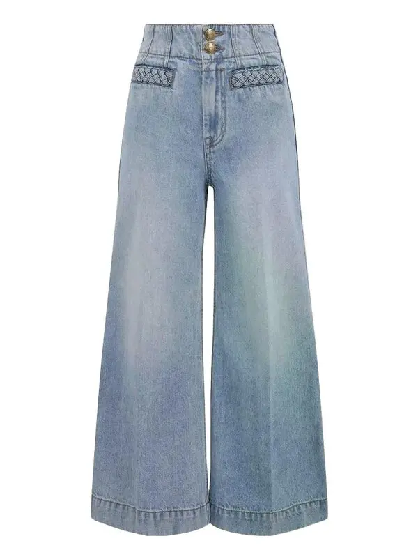 Zimmermann Lucky Braided Wide-leg Jeans - Blue