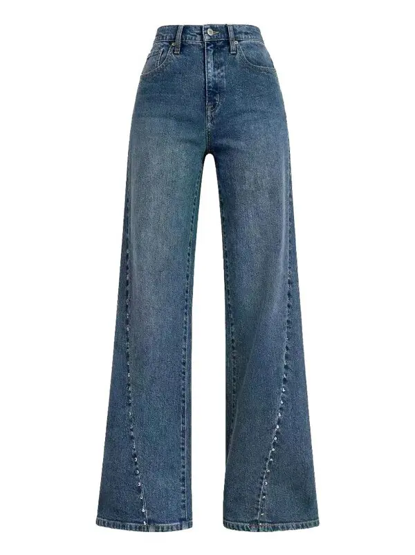 Dkny Studded Wide-leg Jeans - Blue