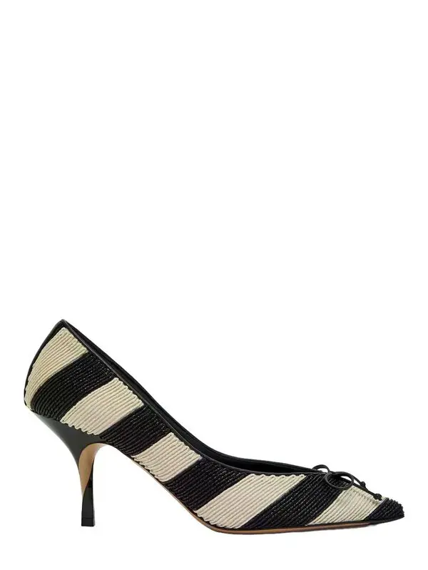 Jacquemus Striped Bow Pumps - Black