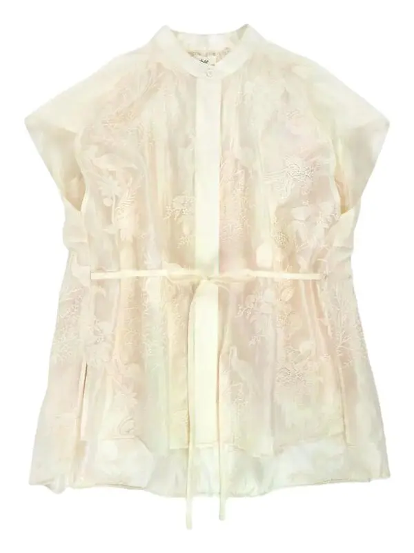 PSOPHIA Floral-embroidered Blouse - Neutrals