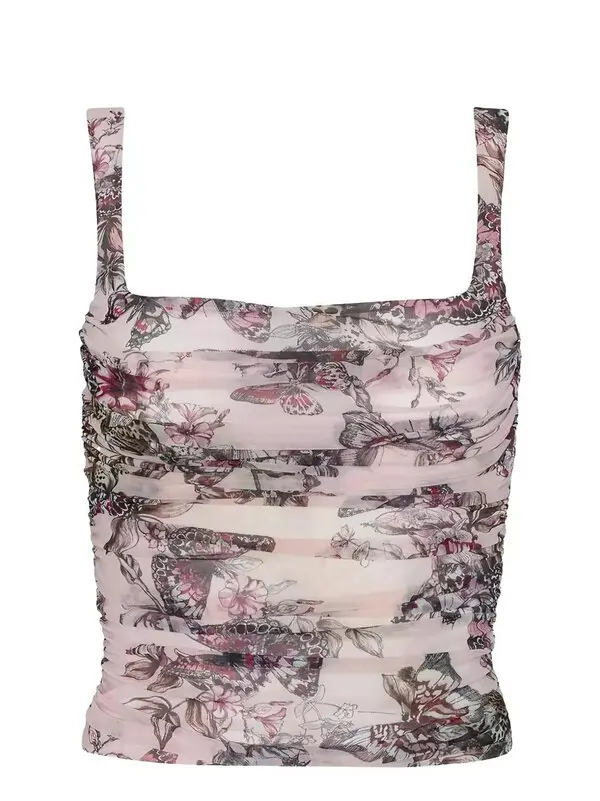 L'Agence Rasha Shirred Tank Top - Pink