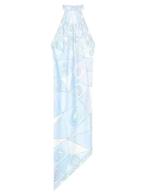 Emilio Pucci Occhi-print Silk Halterneck Dress - Blue
