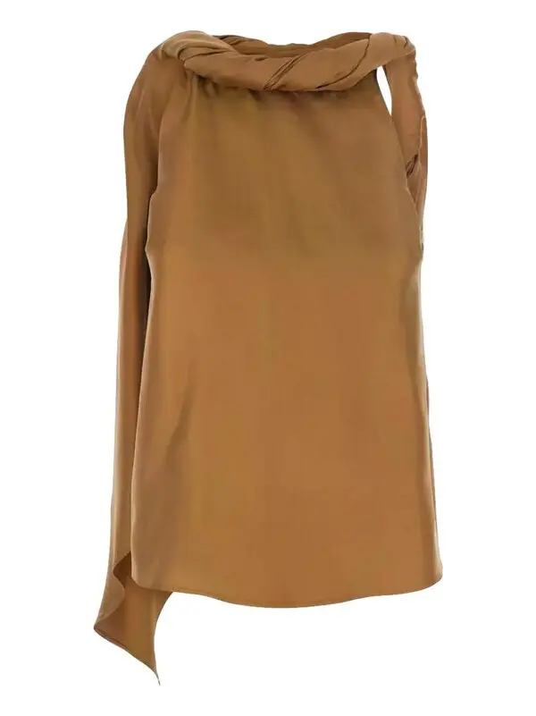 LOULOU Twisted-detail Top - Brown