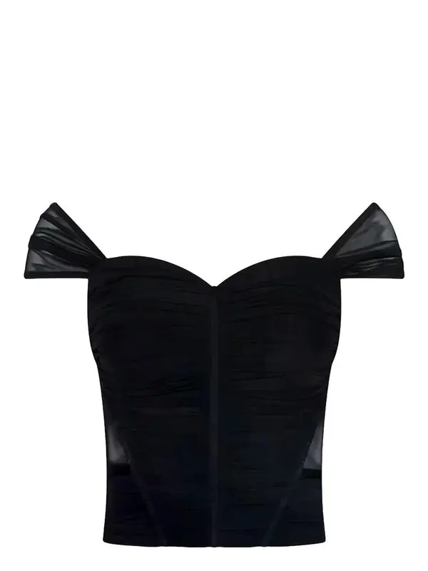 L'Agence Asuka Mesh Top - Black