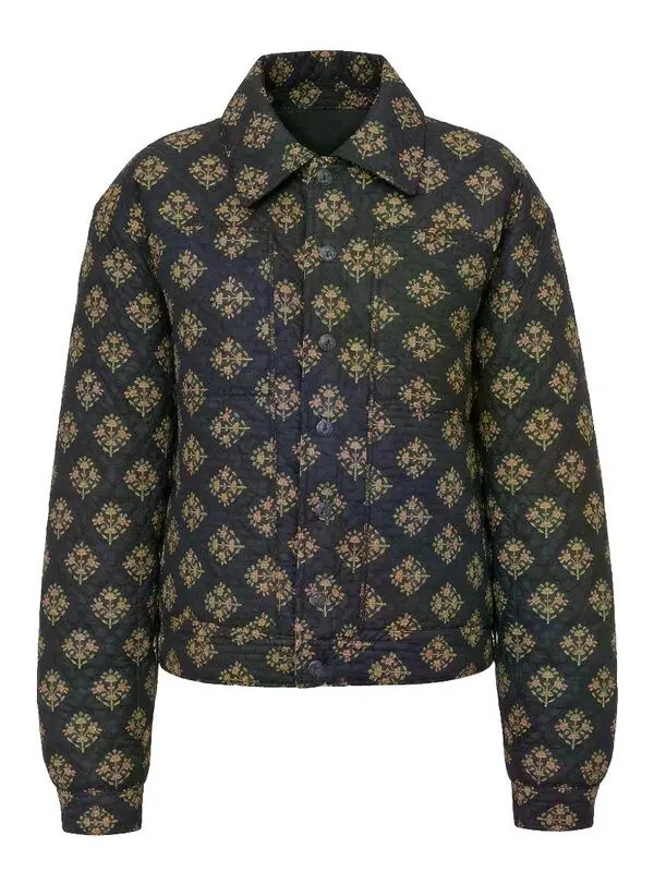 Antik Batik Quilted Floral Jacket - Black