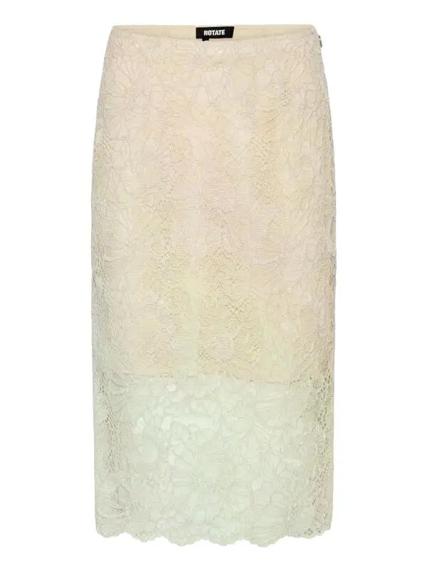 ROTATE BY BIRGER CHRISTENSEN Midi Lace Skirt - Neutrals