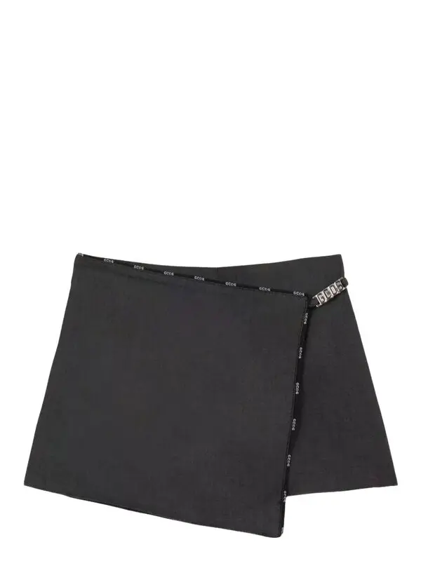 Gcds Mini Skirt With Logo Trim - Grey