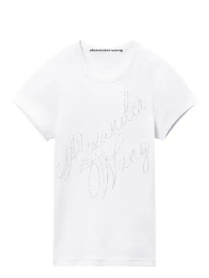 Alexander Wang Fitted Hotfix Cursive T-shirt - White