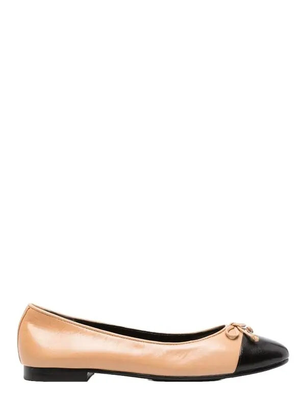 Tory Burch Cap-toe Ballerina Flat - Shortbread/perfect Black