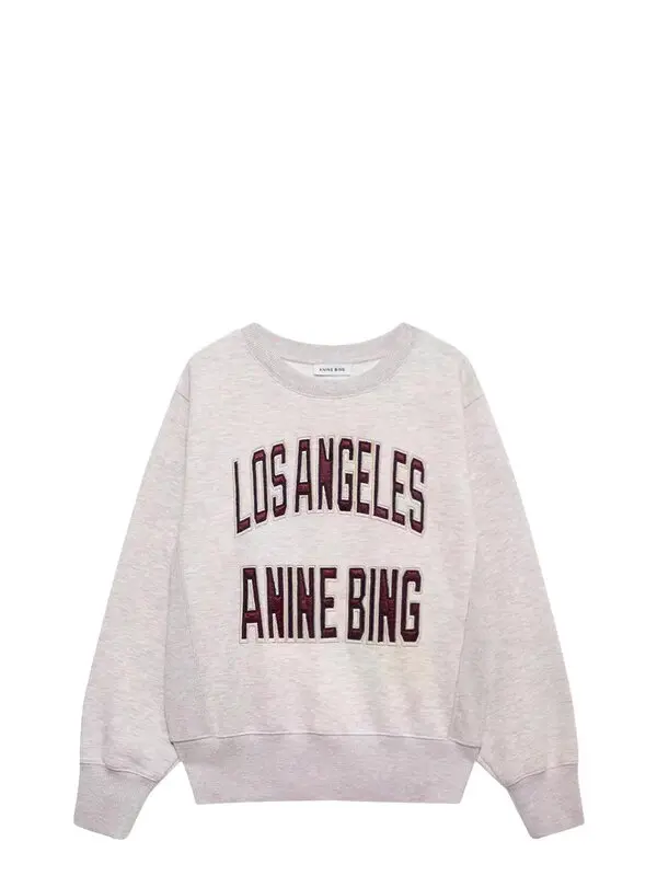 ANINE BING Embroidered Crew-neck Sweatshirt - Grey
