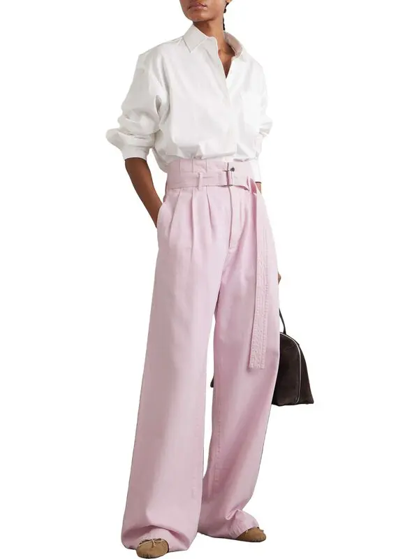 AGOLDE Plus Maria Mcmanus Corset Belted Pintucked High-rise Wide-leg Organic Jeans - Pink