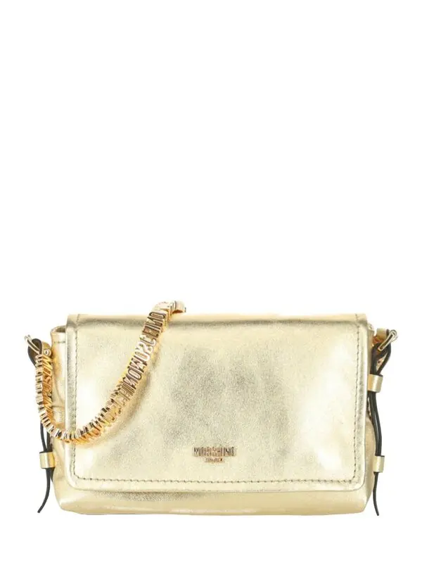 Moschino Logolettering Metallic Crossbody Bag - Gold