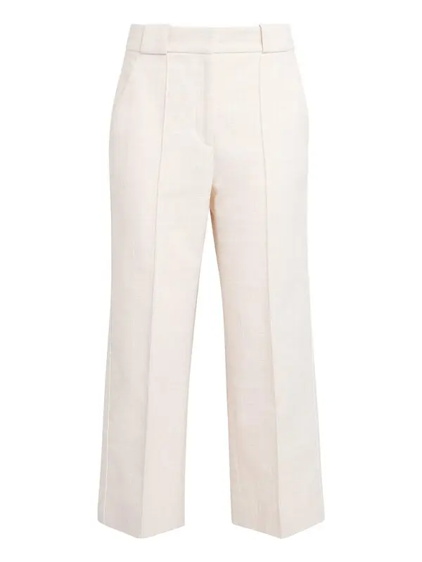 ME+EM Cotton-blend Textured Cropped Trousers - White