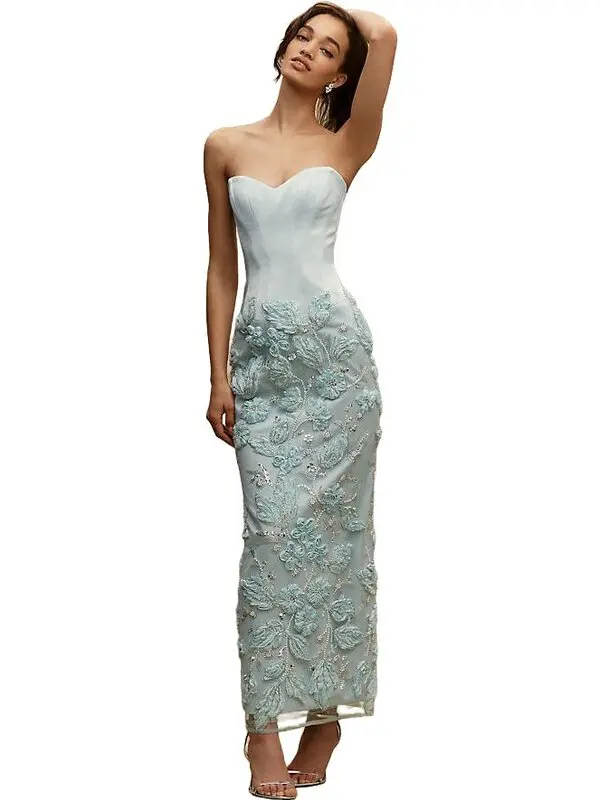 HELSI Julia Strapless 3d Floral Maxi Dress - Baby Blue