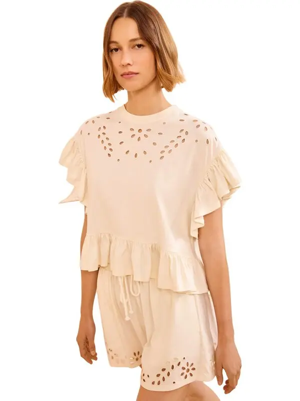 Ulla Johnson Mariana Peplum Top - Cowrie