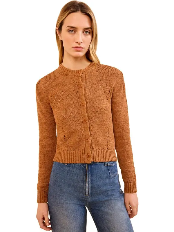Ulla Johnson Delphina Long Sleeve Cardigan - Umber