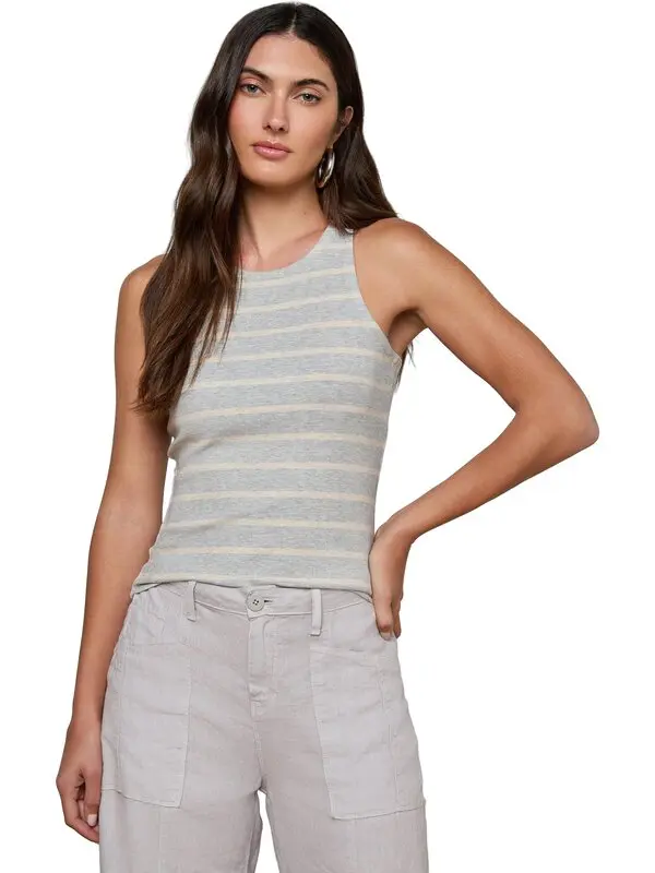 L'Agence Nia Ribbed Tank Top - Heather Grey/oat Stripe
