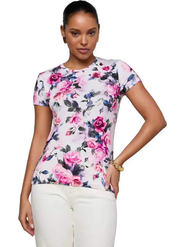 L'Agence Ressi Fitted T-shirt - Pink Multi Water Rose