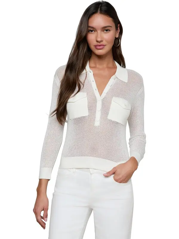 L'Agence Carine Pointelle Knit Sweater - Ivory