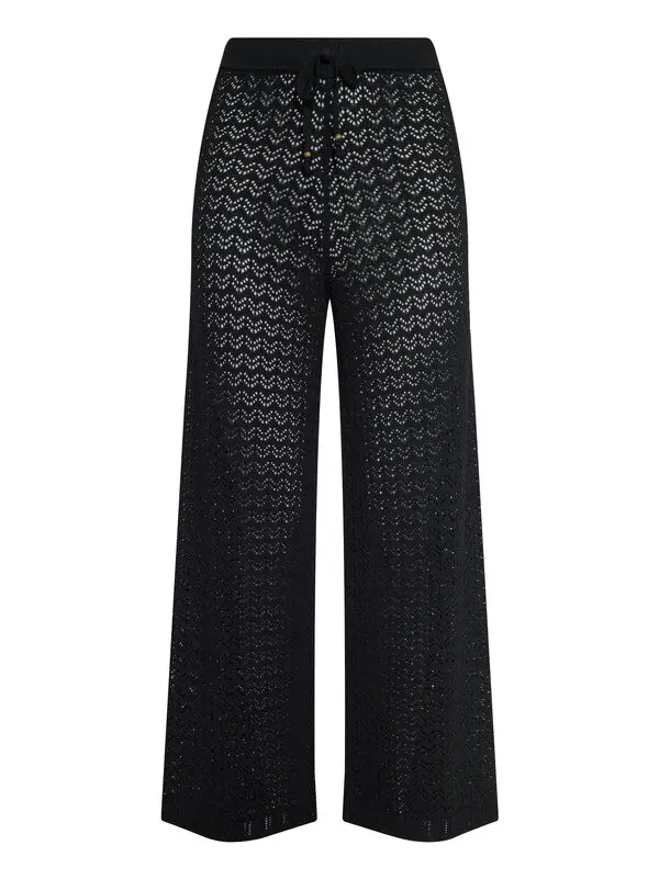 L'Agence Gaelle Pointelle Knit Pants - Black